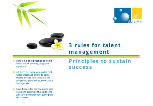 3 rules for talent management Principles to sustain success