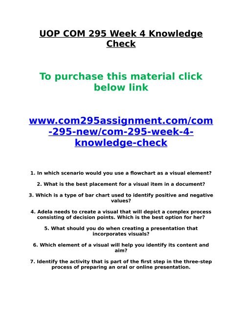 UOP COM 295 Week 4 Knowledge Check