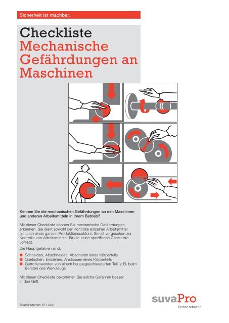 Checkliste Mechanische Gefährdungen an Maschinen