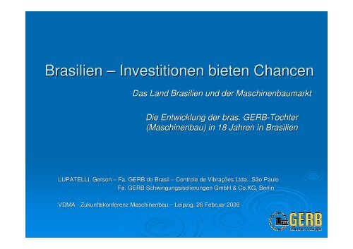 Gerson Lupatelli, GERB do Brasil - Zukunft Maschinenbau
