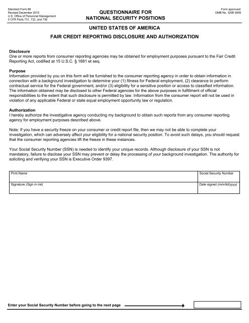 What Is A Standard Form 86