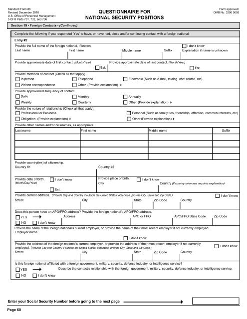 Standard Form 86 Revised