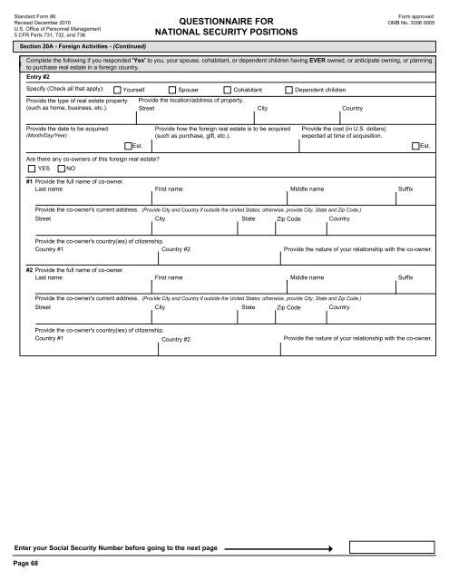 Standard Form 86 Revised