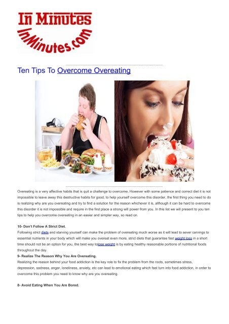 Ten Tips To Overcome Overeating
