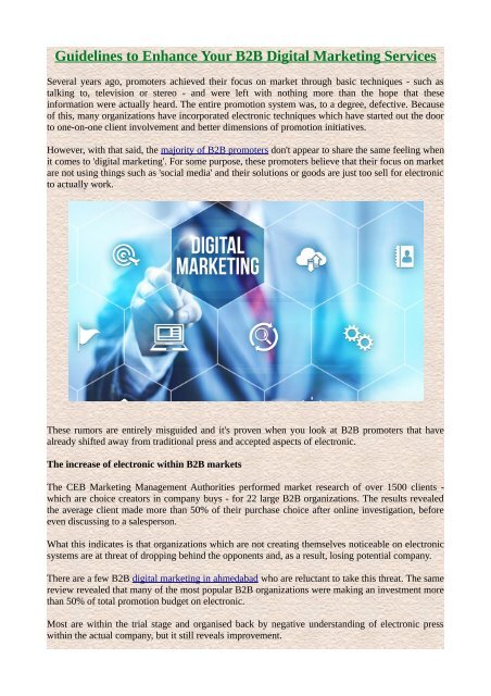 Guidelines to Enhance Your B2B Digital Marketing Services