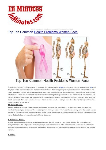 Top Ten Common Health Problems Women Face