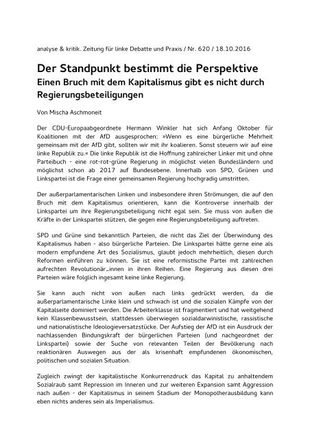 Der Standpunkt bestimmt die Perspektive