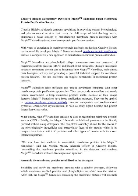 Creative Biolabs Successfully Developed Nanodiscs-based Membrane ...