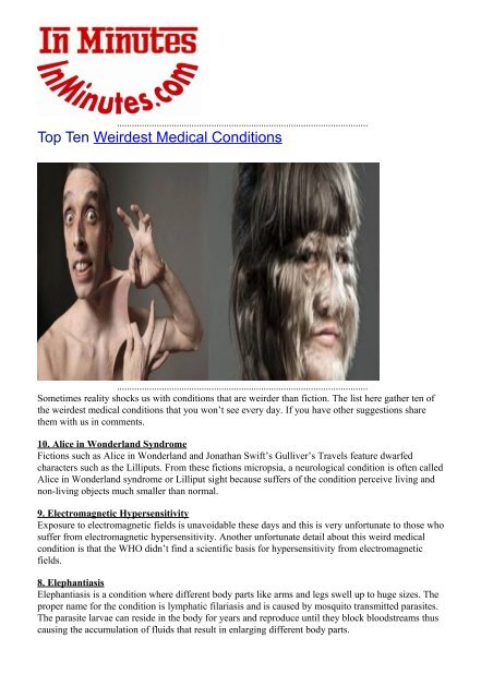 Top Ten Weirdest Medical Conditions
