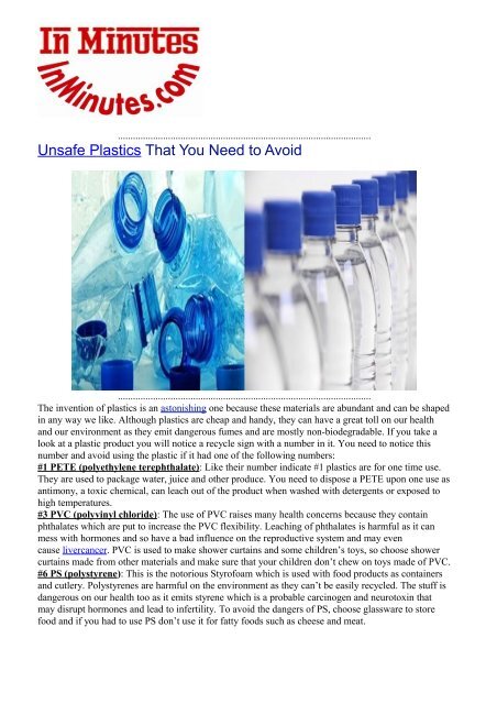 Unsafe Plastics That You Need to Avoid