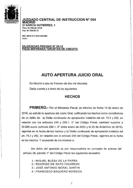 Auto Apertura Juicio Oral