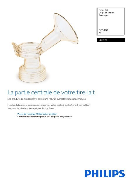Philips ISIS Corps de tire-lait électrique - Fiche Produit - FRA