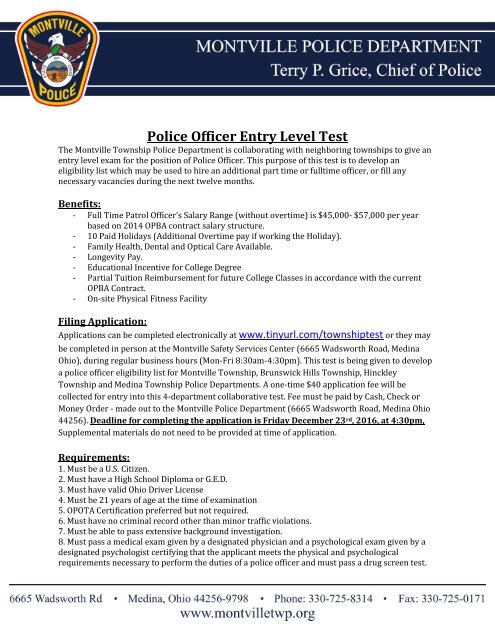 Police Officer Entry Level Test