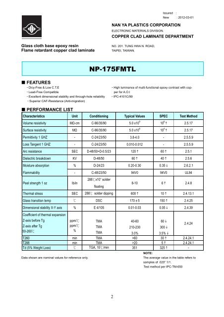NP-175FMTL Datasheet
