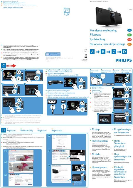 Philips Streamium Microchaîne hi-fi sans fil - Guide de mise en route - NOR