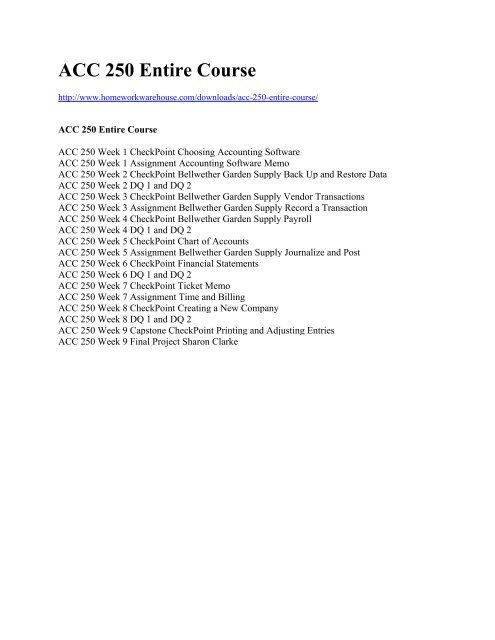ACC 250 Entire Course