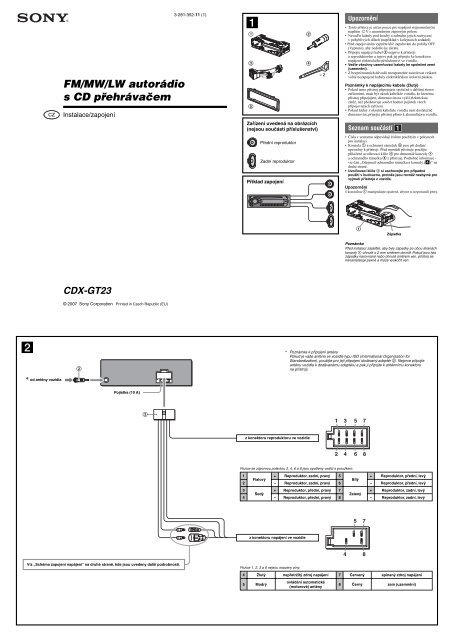 Sony CDX-GT23 - CDX-GT23 Guida di configurazione rapid Ceco