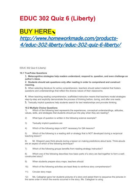 EDUC 302 Quiz 6 (Liberty)