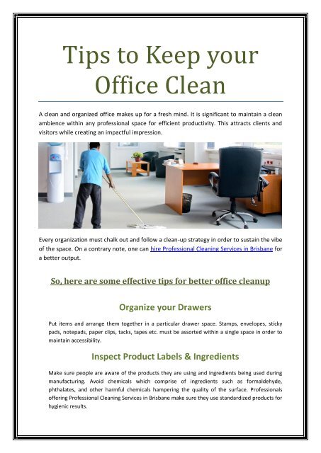 Tips to keep your office clean