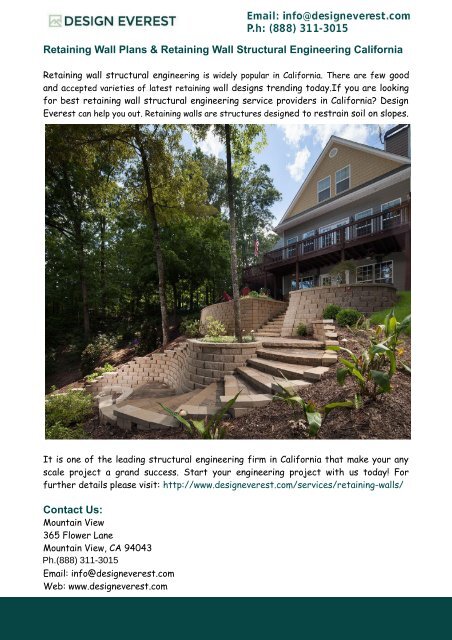 Retaining Wall Plans & Retaining Wall Structural Engineering California