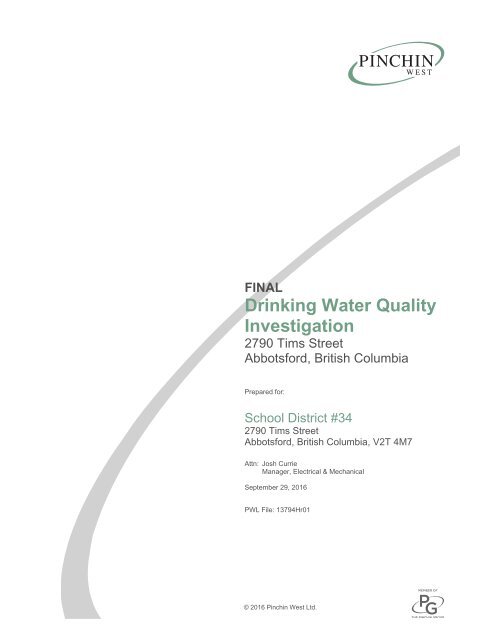 Drinking Water Quality Investigation