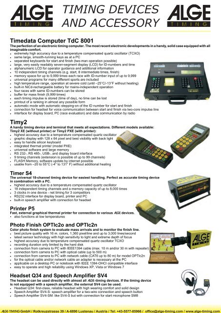 TIMING DEVICES AND ACCESSORY