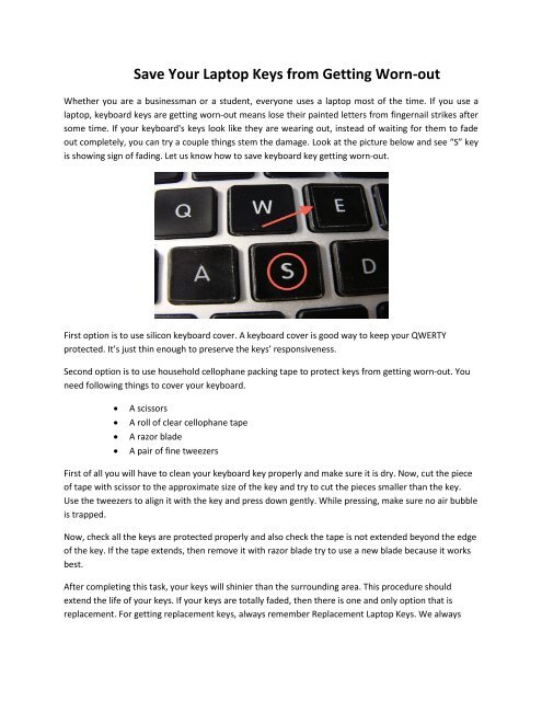 Save Your Laptop Keys from Getting Worn-out