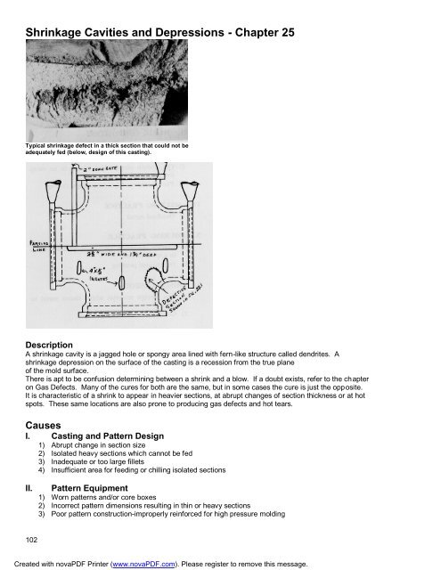 Shrinkage Cavities and De