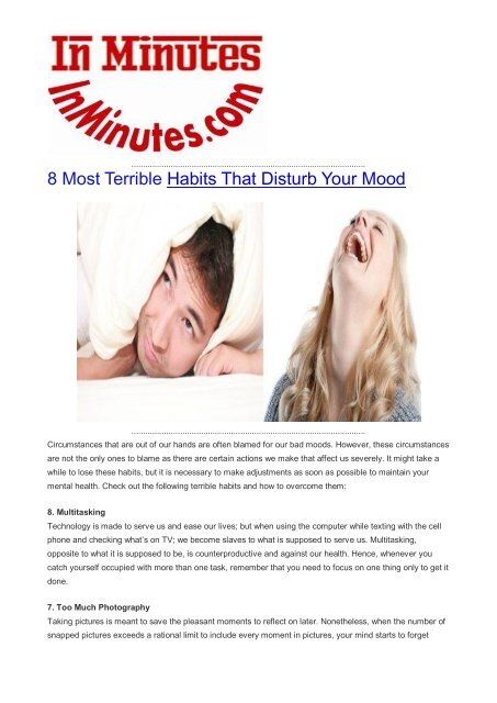 8 Most Terrible Habits That Disturb Your Mood
