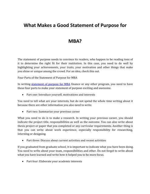 Discover the Secrets of a Good Statement of Purpose for MBA