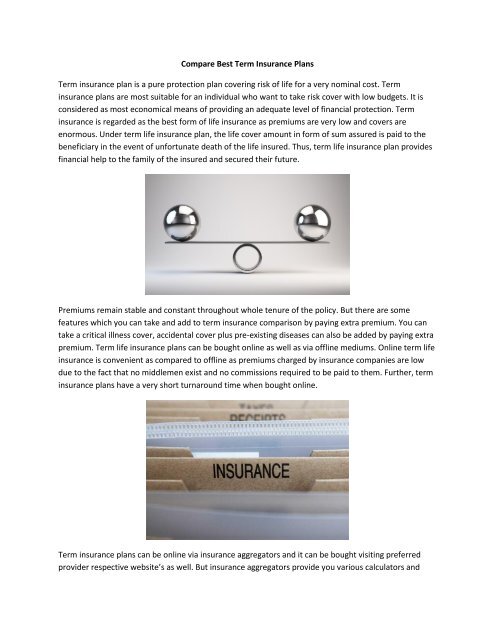 Compare Best Term Insurance Plans