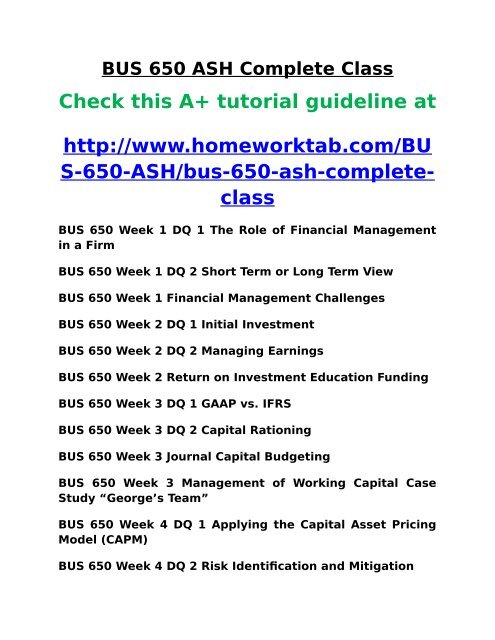 BUS 650 ASH Complete Class