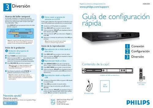 Philips Lecteur/enregistreur de DVD disque dur - Guide de mise en route - ESP