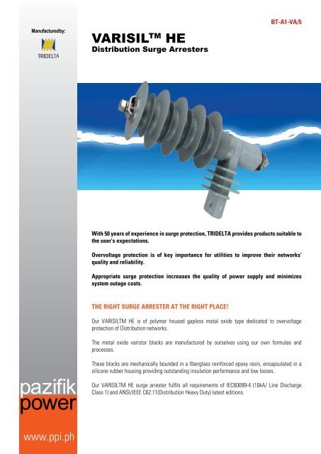 Tridelta_Distribution Surge Arrester_Varisil