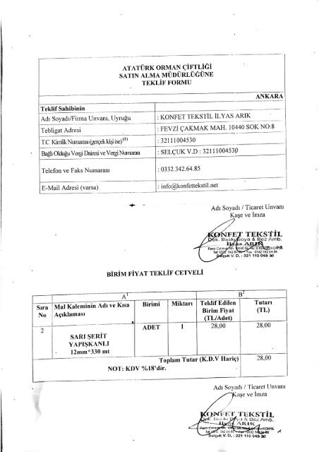 ERİT TEKLİF FORMU
