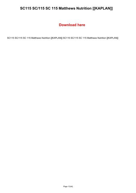 SC115 SC/115 SC 115 Matthews Nutrition [[KAPLAN]]