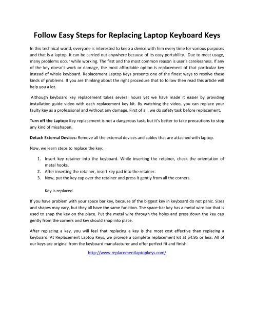 Follow Easy Steps for Replacing Laptop Keyboard Keys