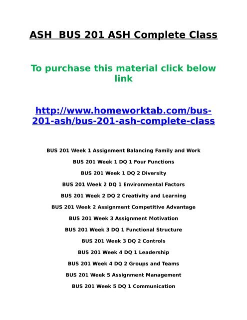 ASH BUS 201 ASH Complete Class