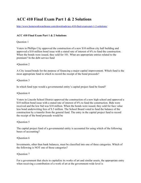 ACC 410 Final Exam Part 1