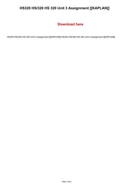 HS320 HS/320 HS 320 Unit 3 Assignment [[KAPLAN]]