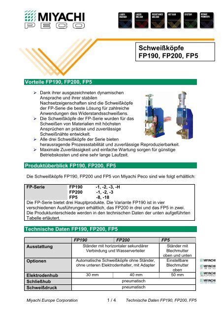 Technical Data Sheet - Miyachi Europe