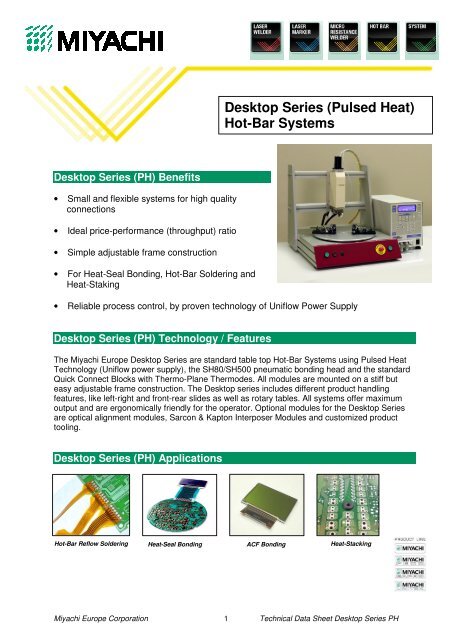 Desktop Series (Pulsed Heat) Hot-Bar Systems - Miyachi Europe
