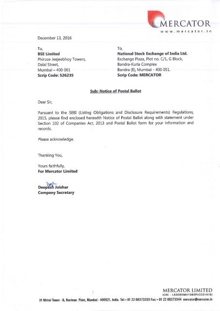 MERCATOR LIMITED