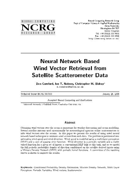 Neural Network Based Wind Vector Retrieval From Satellite