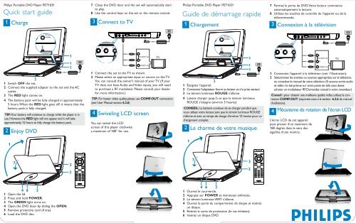 Philips Lecteur de DVD portable - Guide de mise en route - ESP