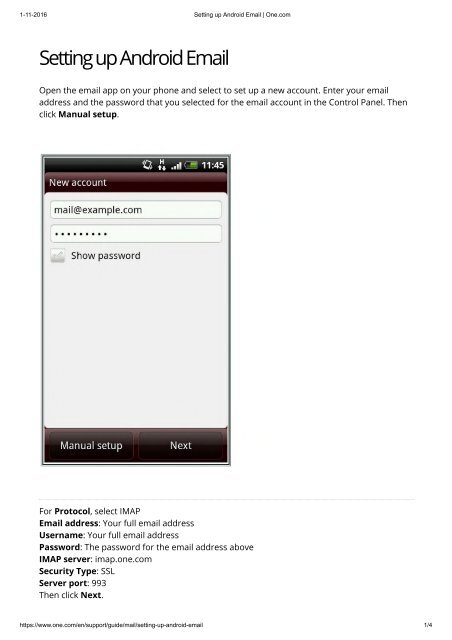Setting up Android Email _ One