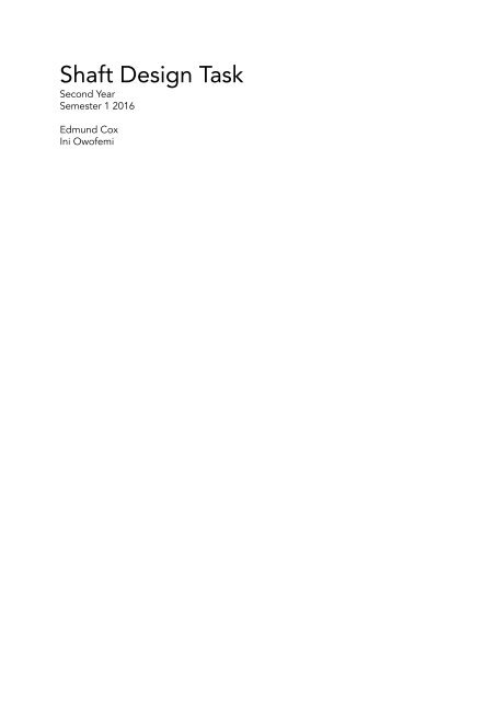 Shaft Design Task Report