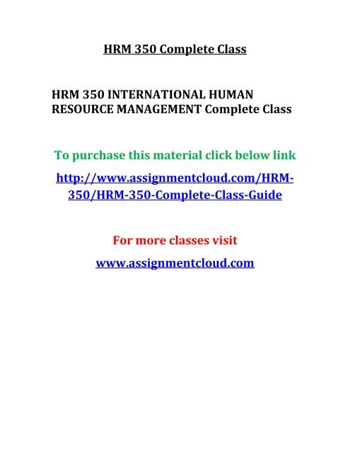 UOP HRM 350 Complete Class