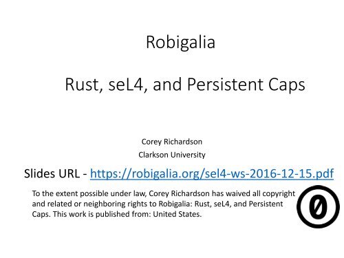 Robigalia Rust seL4 and Persistent Caps
