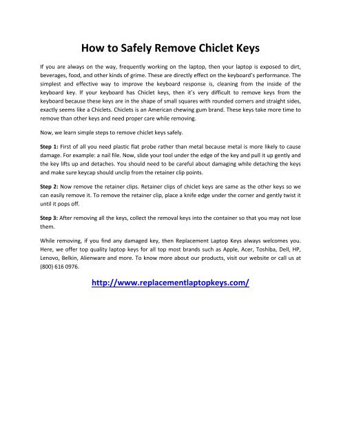 How to Safely Remove Chiclet Keys